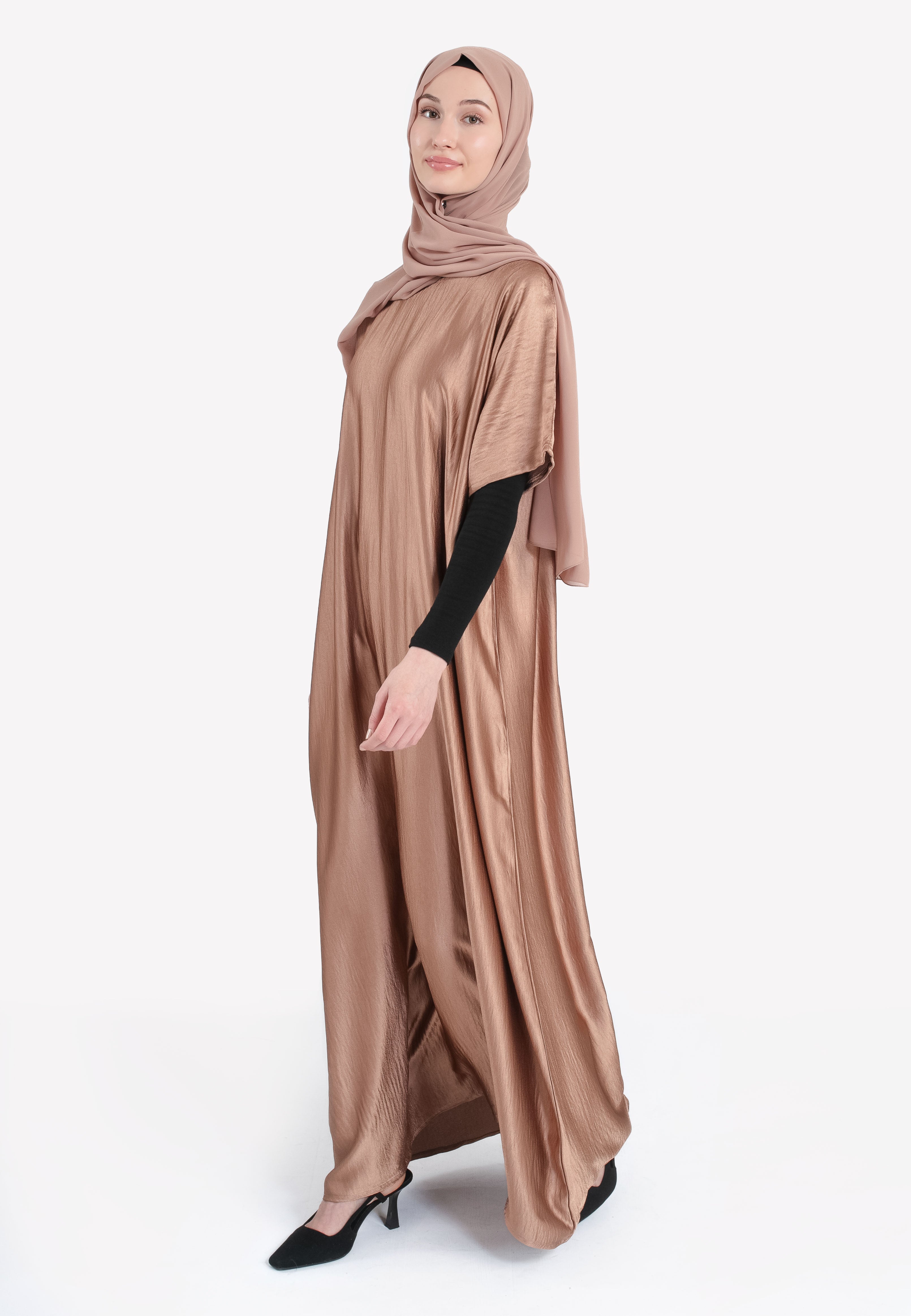 Premium Copper Satin Inner Slip Dress | Hayah Al-Muslimah