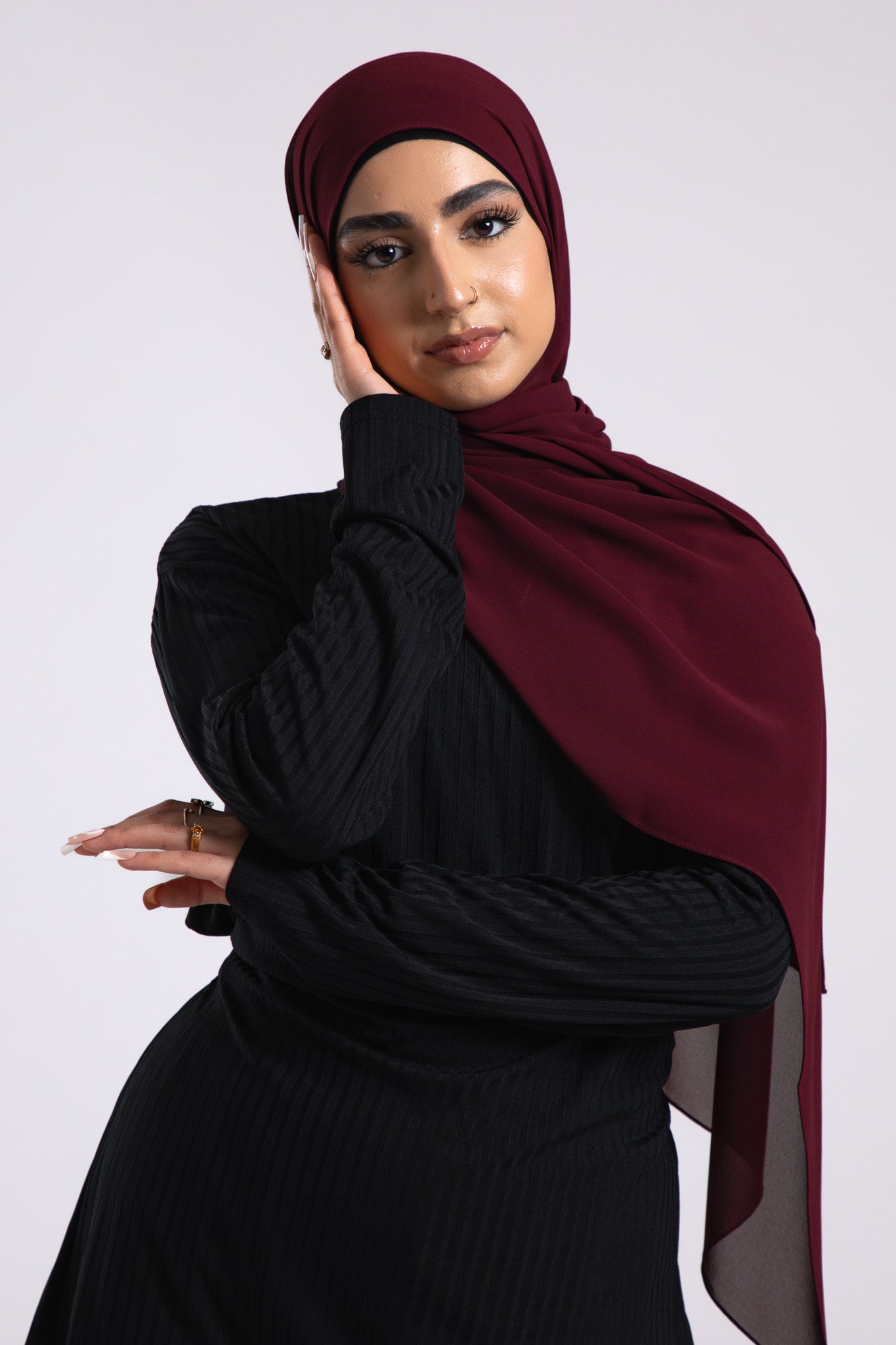 Hayah Al-Muslimah: Bold & Beautiful Sangria Hijab in Luxurious Crepe ...