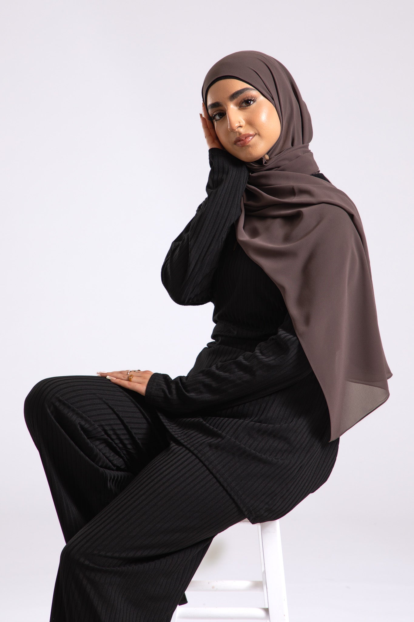Graphite Chiffon Hijab: Effortless Drape | Hayah Al-Muslimah Online Store