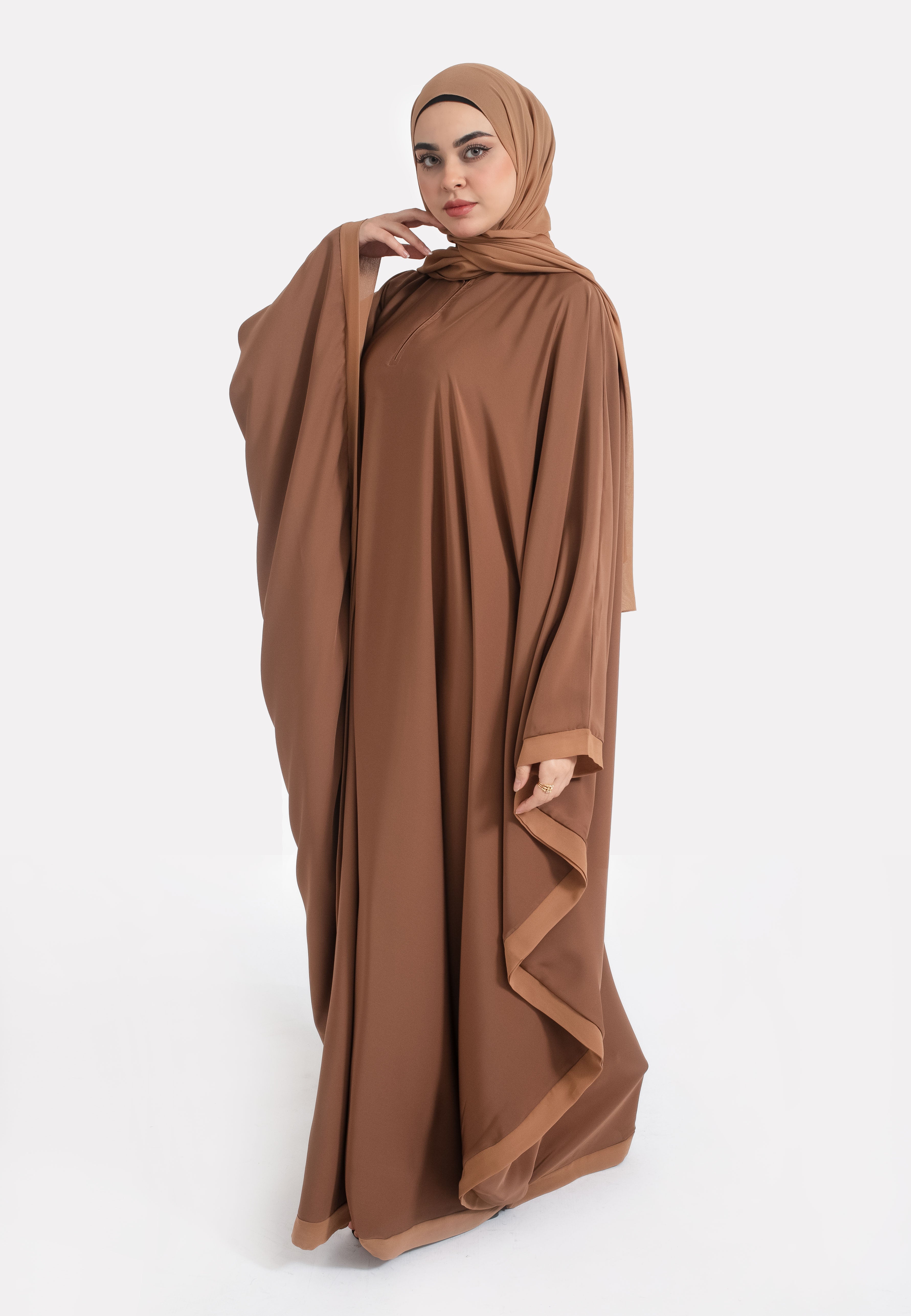 Classic Plain Toffee Butterfly Abaya | Hayah Al-Muslimah Online Store