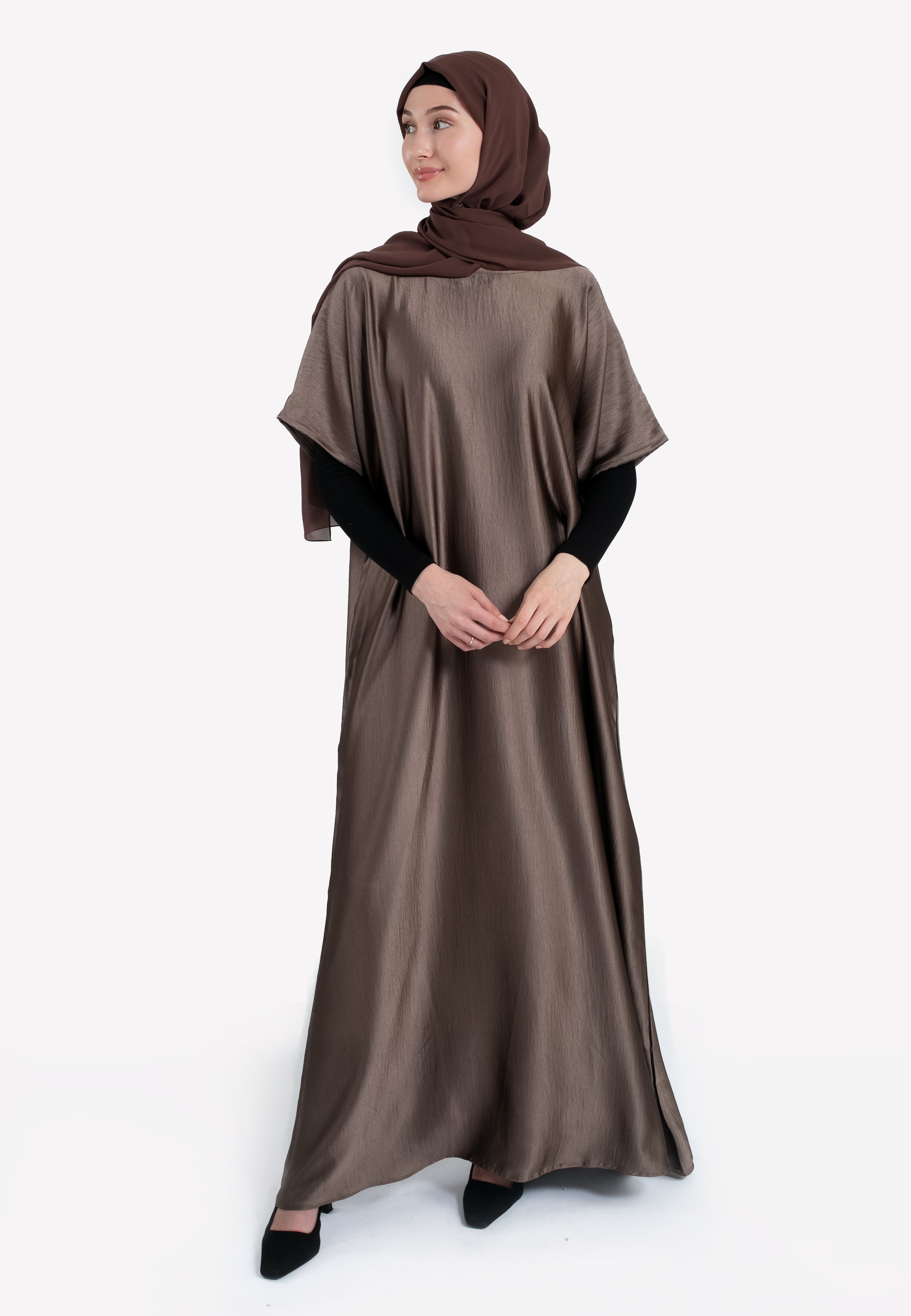 Premium Truffle Satin Inner Slip Dress | Hayah Al-Muslimah